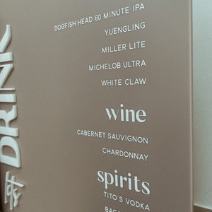 Modern Acrylic Dual Sign for Wedding Drinks Menus and Signature Drinks ...