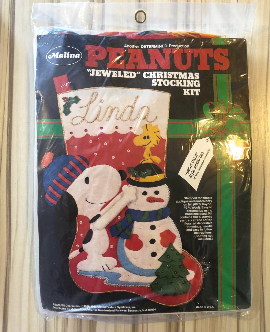 New VINTAGE Christmas Stocking MALINA PEANUTS Felt Snoopy Stocking Kit ...