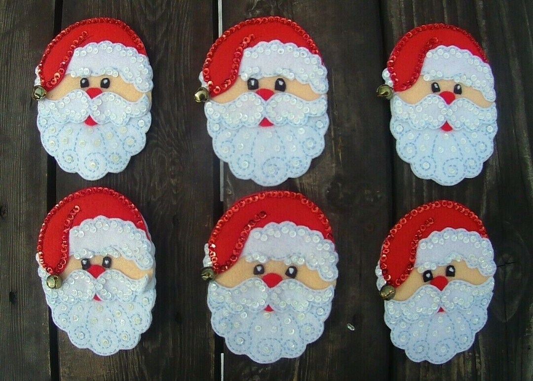 Handmade Santa Face Felt Silverware Pockets: Sequin Christmas Table ...