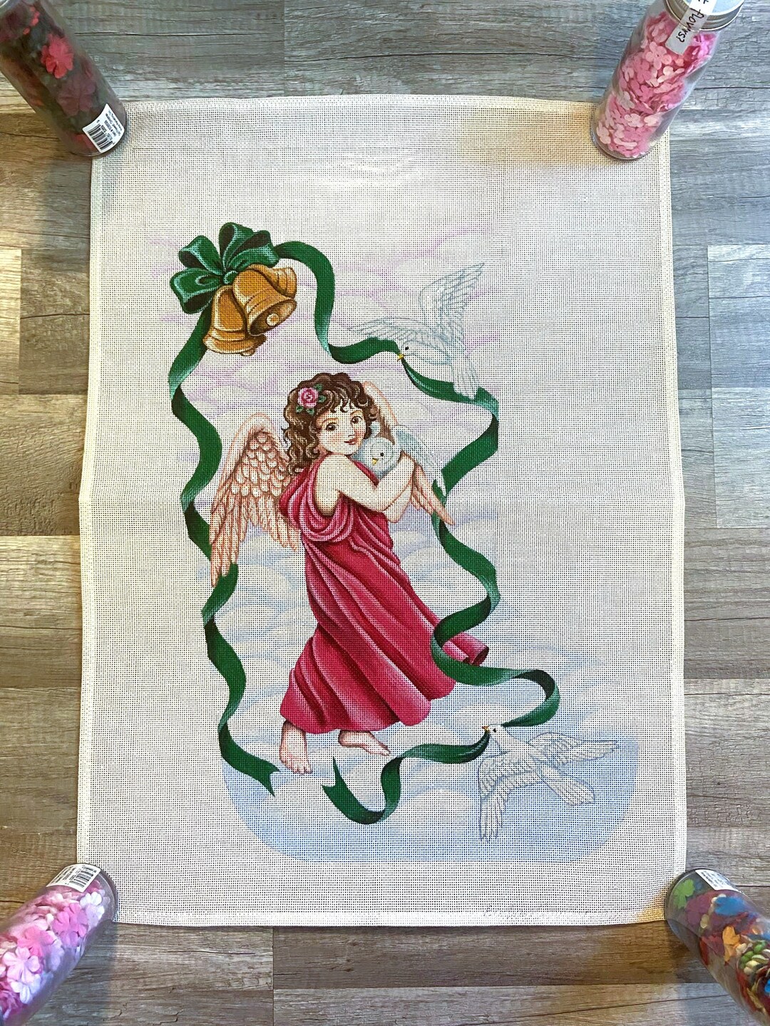 NEW VTG Barbara Elmore RARE Handpainted Christmas Needlepoint Stocking ...