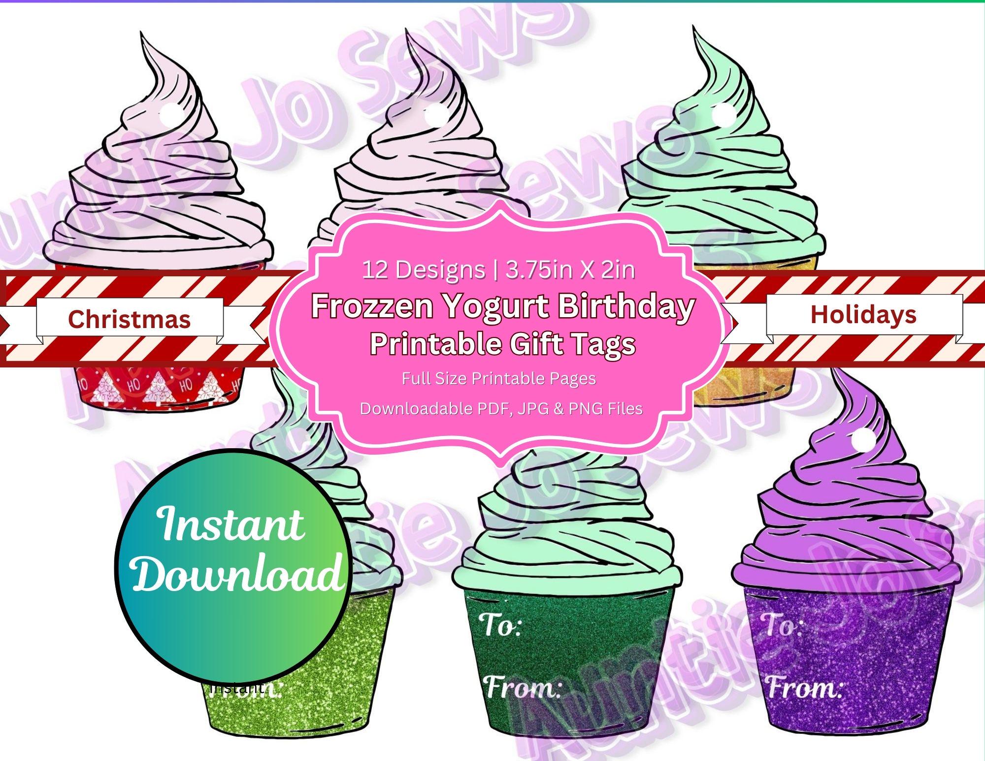 Frozen Yogurt Gift Tags: Printable Birthday & Holiday Tags (PDF, JPG ...