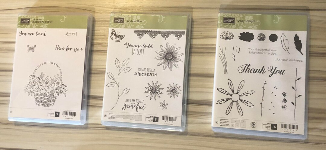 Stampin up Stamp Sets, LOT OF 3 Sets, Grateful Bunch, Blossoming Basket ...