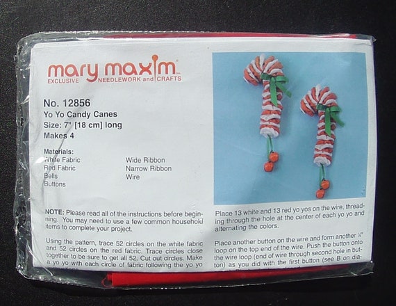Vintage New Mary Maxim Candy Cane Ornament Kit Circa | Etsy