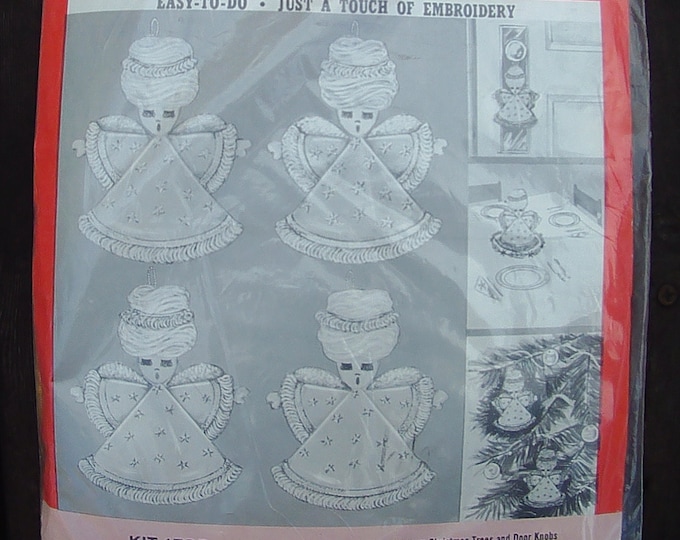 1960's Vintage Bucilla Felt Angel Ornament Jeweled Needlework Craft Kit ...