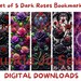 Black Roses Bookmark Set of 5 Printable Christmas Flower Bookmarks ...