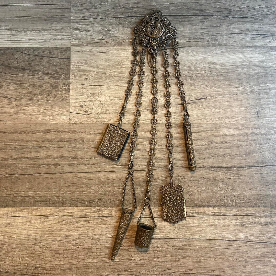 Vintage Antique Victorian Period 1800's 12 CHATELAINE Sewing Seamstress ...