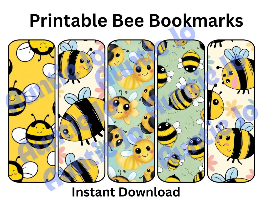 Printable Bookmarks | 5 Fuzzy Bumble Bee Bookmarks | Rounded Corner ...
