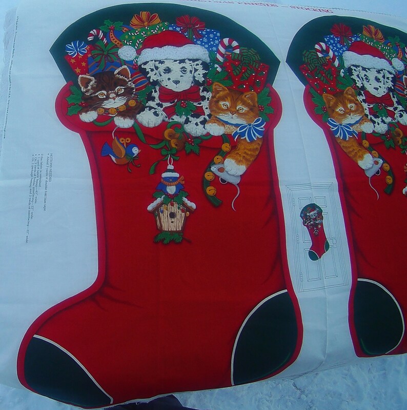 Vintage VIP Cranston Jumbo Christmas Stocking Fabric Panel Kit | Etsy