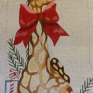 Rare Handpainted SUSAN ROBERTS Needlepoint Giraffe Christmas Stocking ...