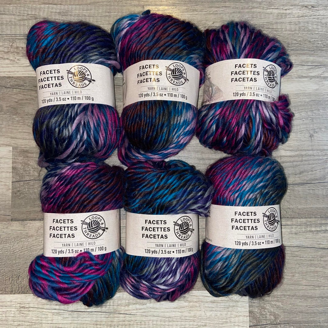 Lot of 6 New AMETHYST Skeins LOOPS & THREADS Facets Yarn Acrylic Yarn ...