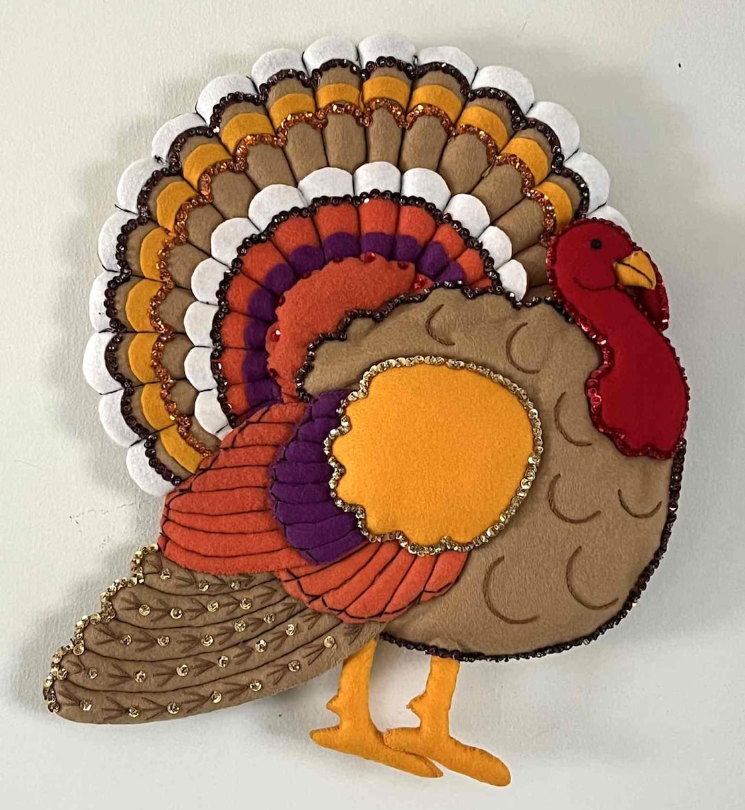 Bucilla Turkey Gobbler Wall Hanging: Vintage 1980s Thanksgiving Decor ...