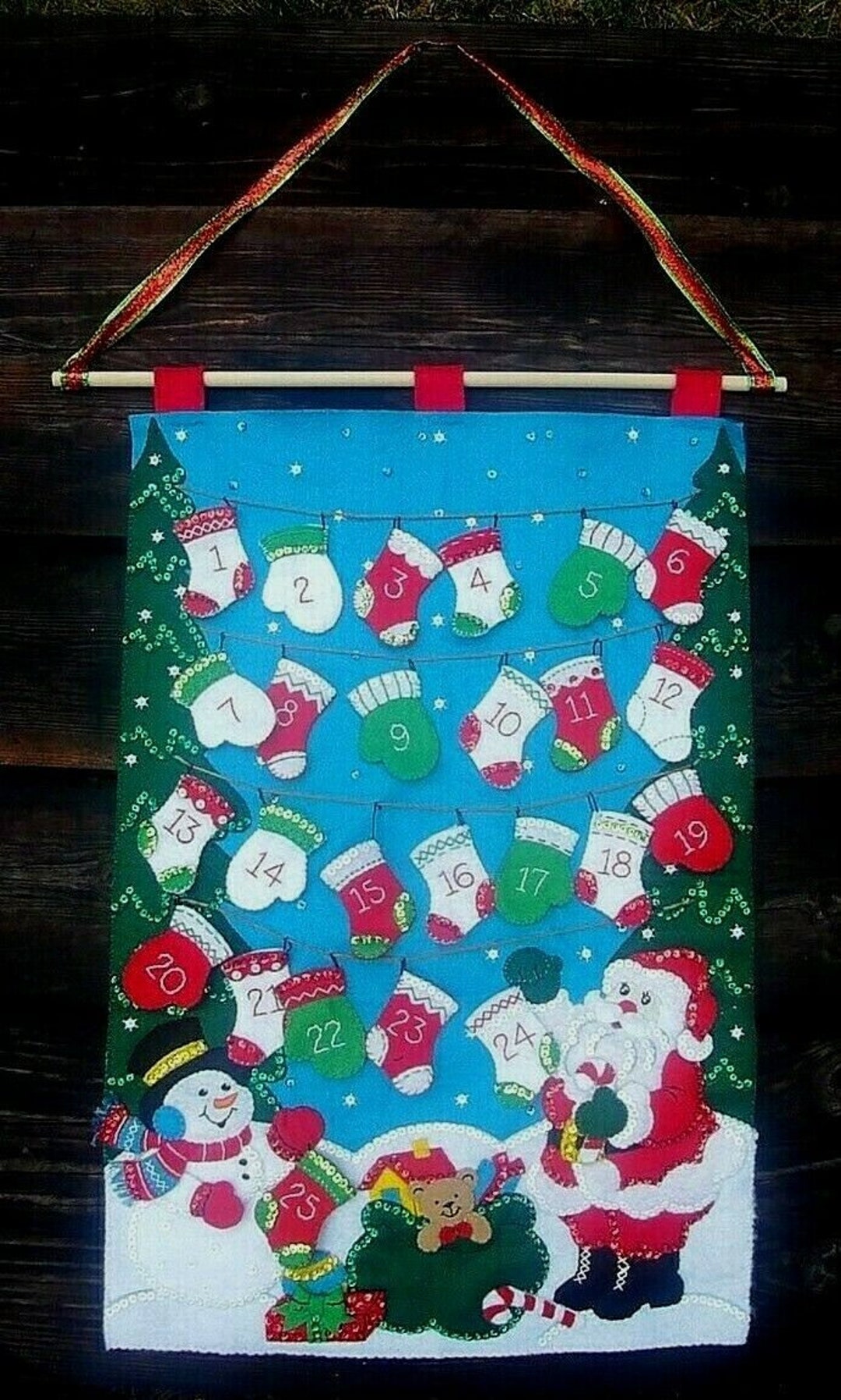 Handmade Felt Advent Calendar Wall Hanging - Bucilla Mittens ...