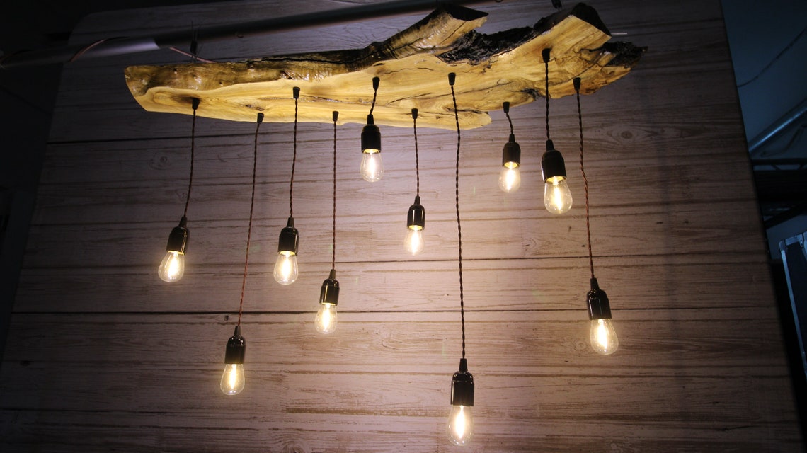 Olive Wood Live Edge Chandelier | Etsy