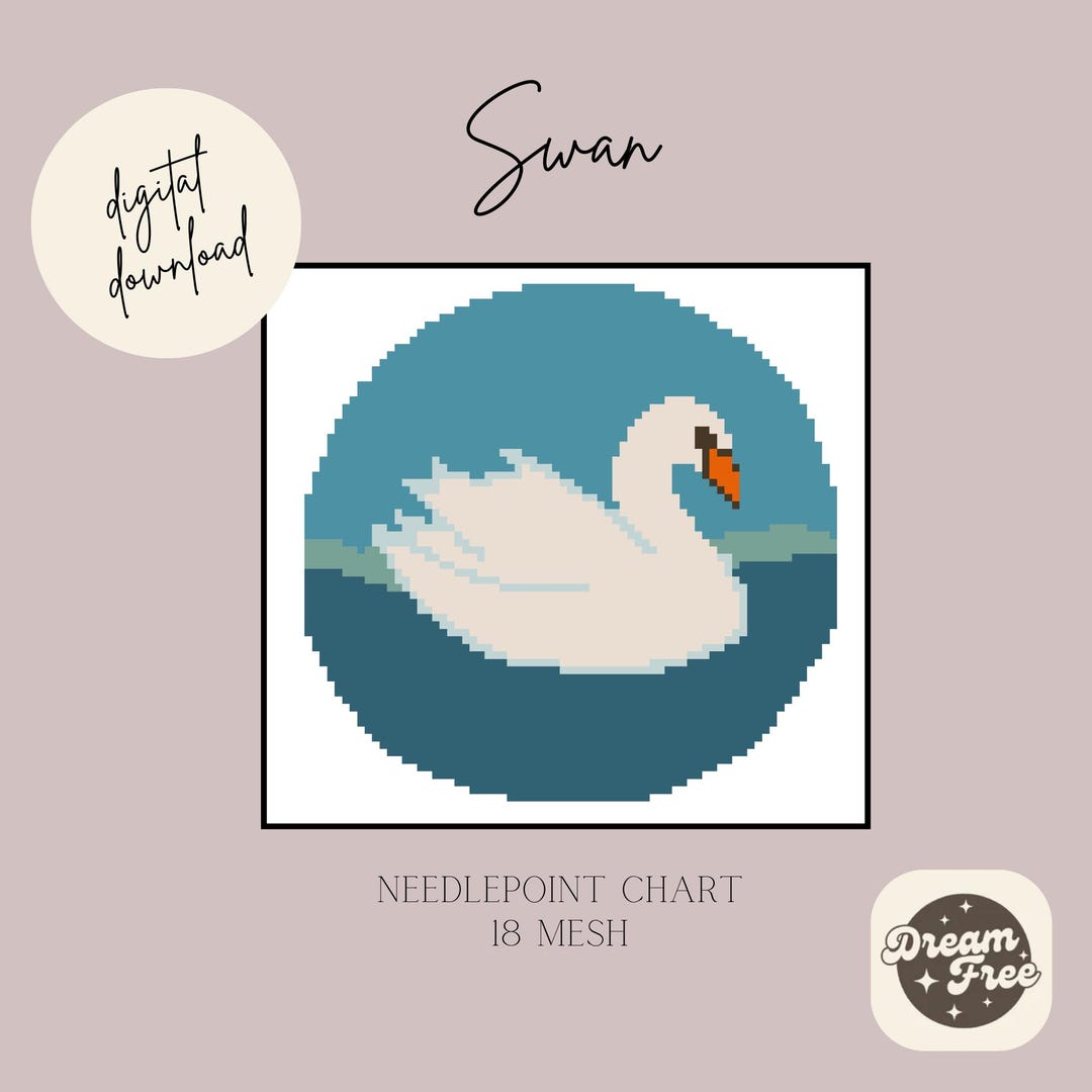 Swan Needlepoint Chart Pattern - 18 Mesh, Beginner-friendly for ...
