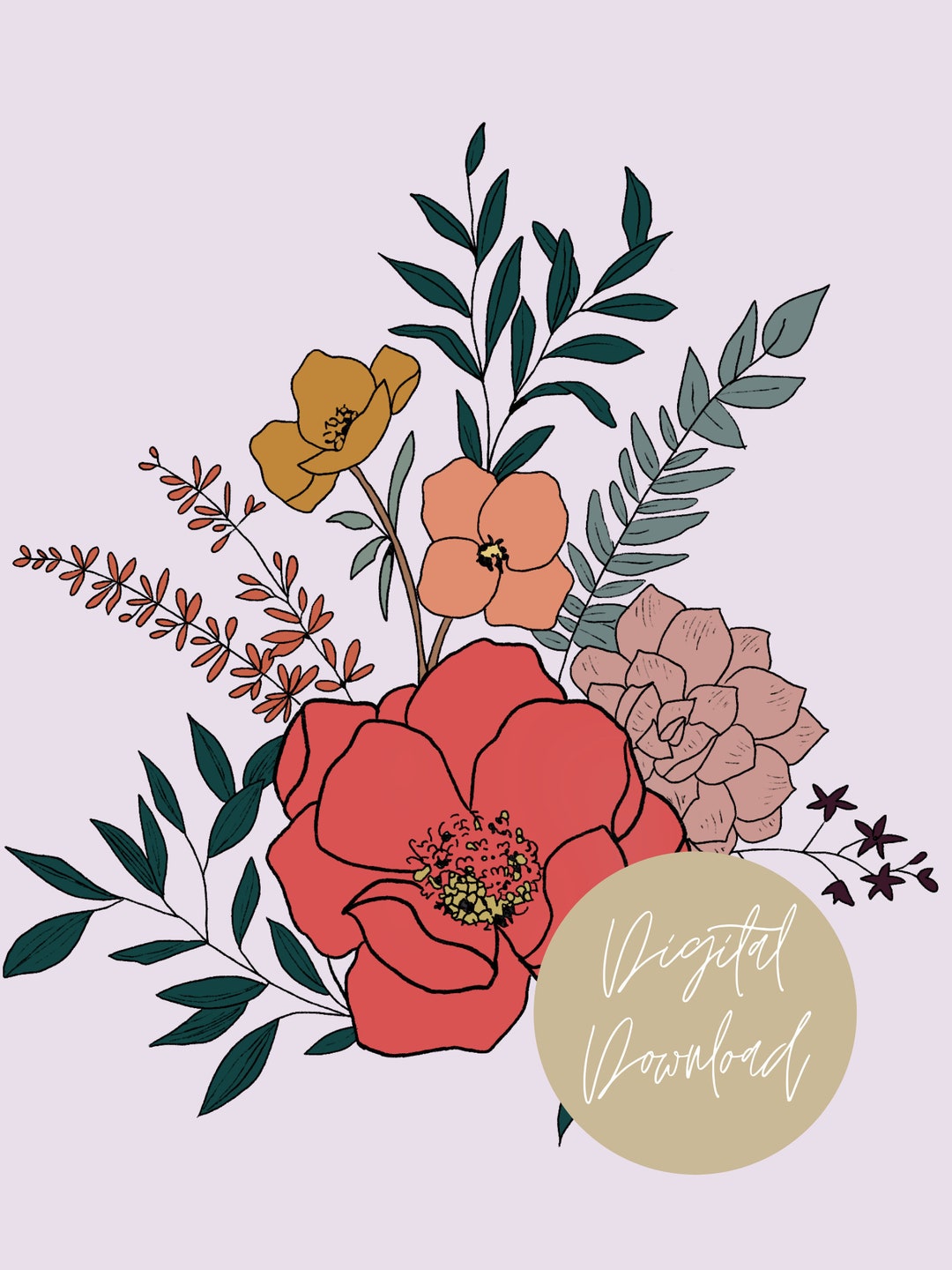 Modern Floral High Resolution Digital Print Modern Print Desk - Etsy