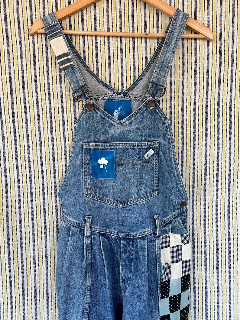 1980s Guess Overalls Reworked With Vintage Quilt Patches and Cyanotype ...