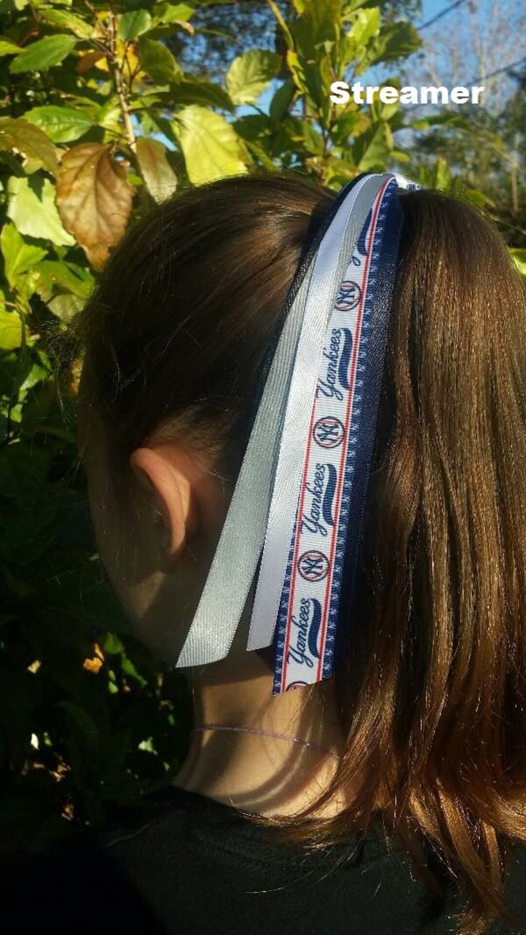 Team Colors Ribbon Ponytail Holder Made With New York Yankees Grosgrain ...