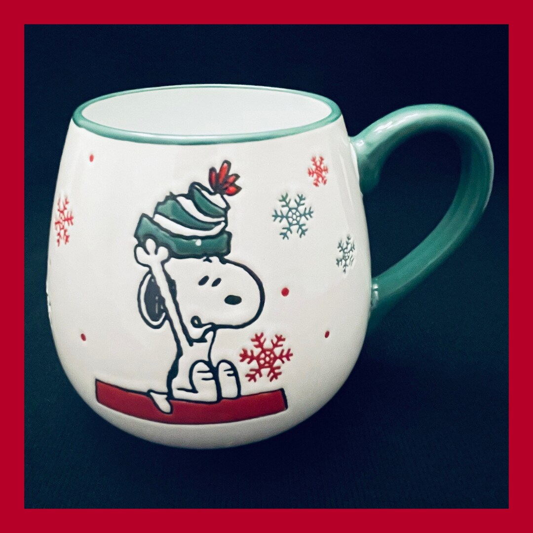 SNOWFLAKES SNOOPY SLEIGH Coffee Mug Charlie Brown Snoopy Merry ...