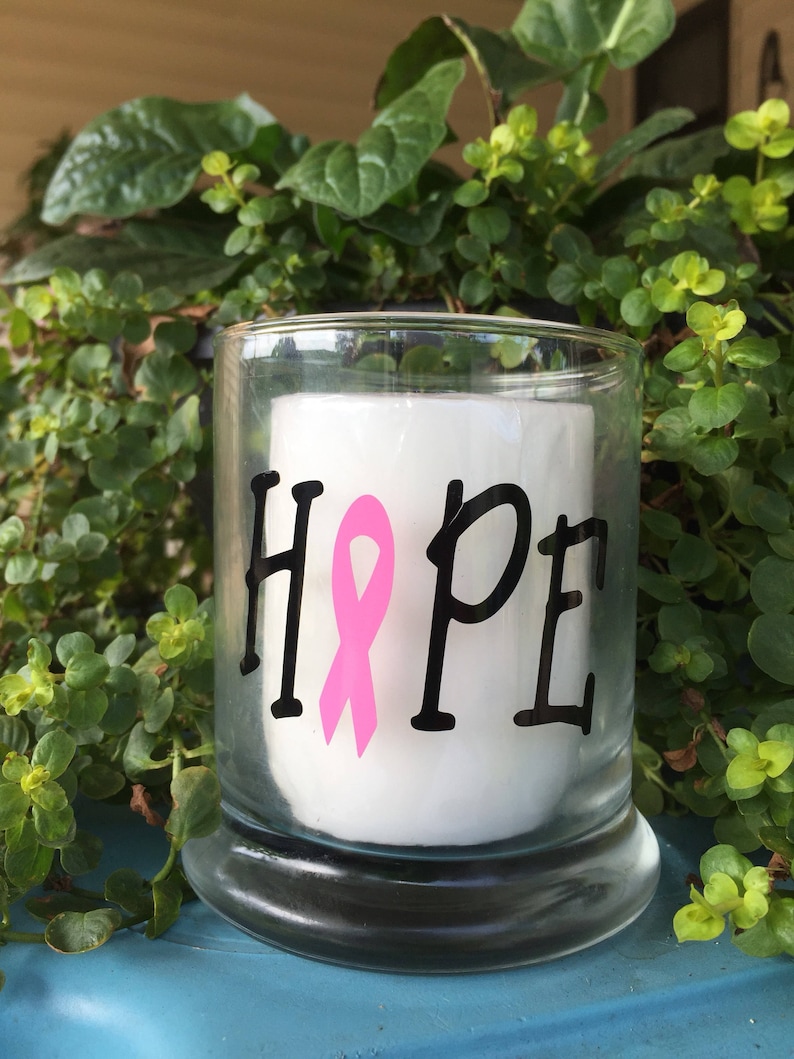 Hope Candle and Candle Holder Breast Cancer Awareness | Etsy