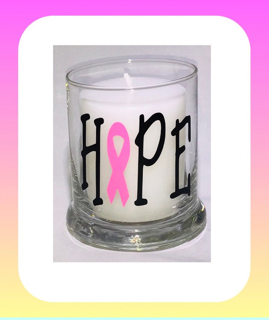 Hope Candle and Candle Holder | Breast Cancer Awareness - Etsy