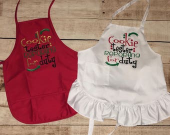 Christmas Apron for Kids Cute Gift Official Cookie Taster - Etsy
