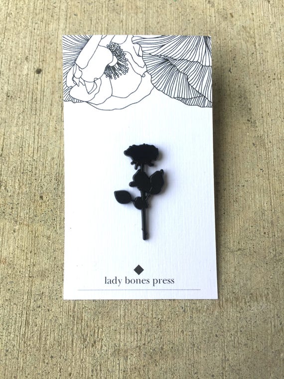 Rose Noir Metal Pin - Etsy