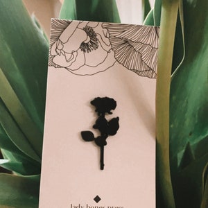 Rose Noir Metal Pin - Etsy