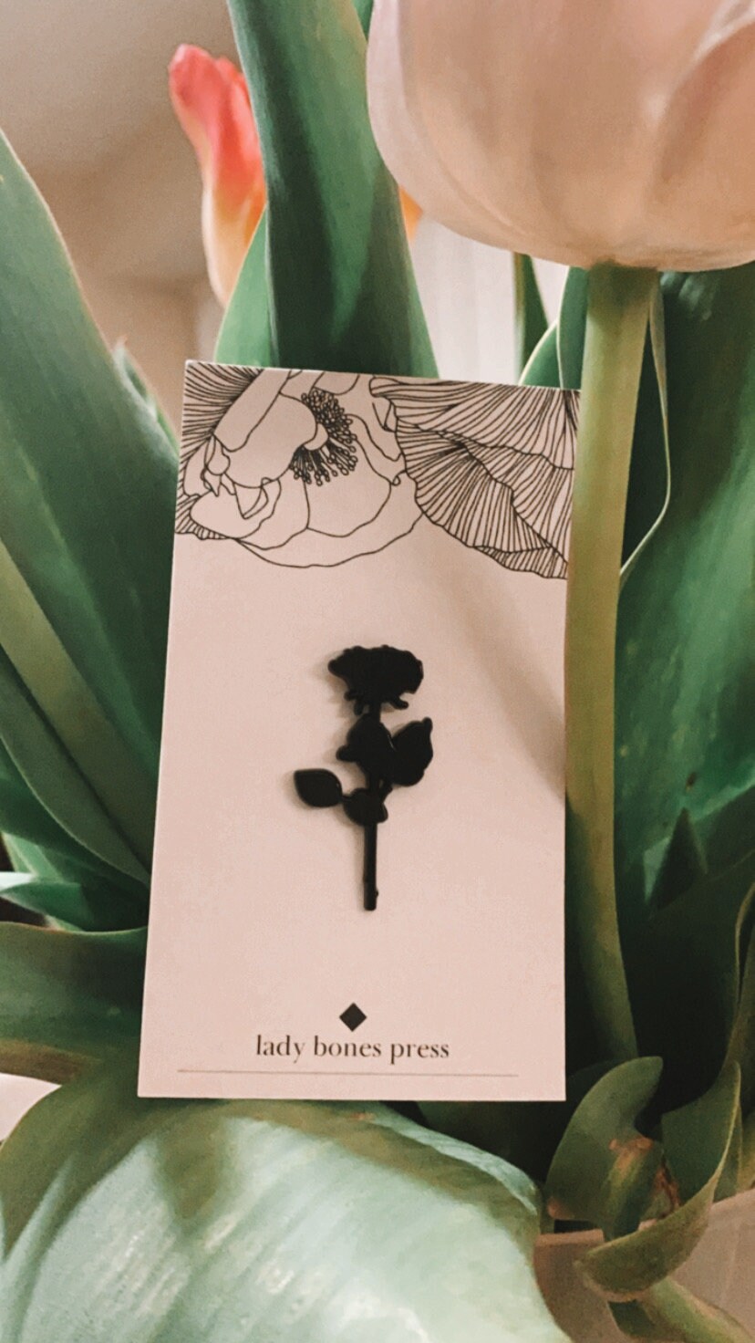 Rose Noir Metal Pin - Etsy