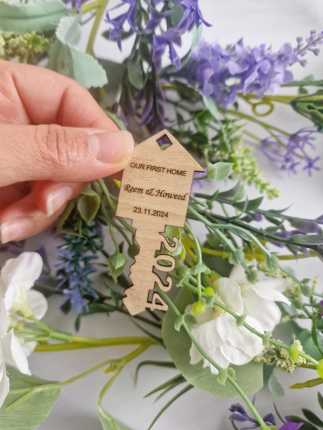 Personalised First Home Together His & Hers Wedding Couple Keyring ...