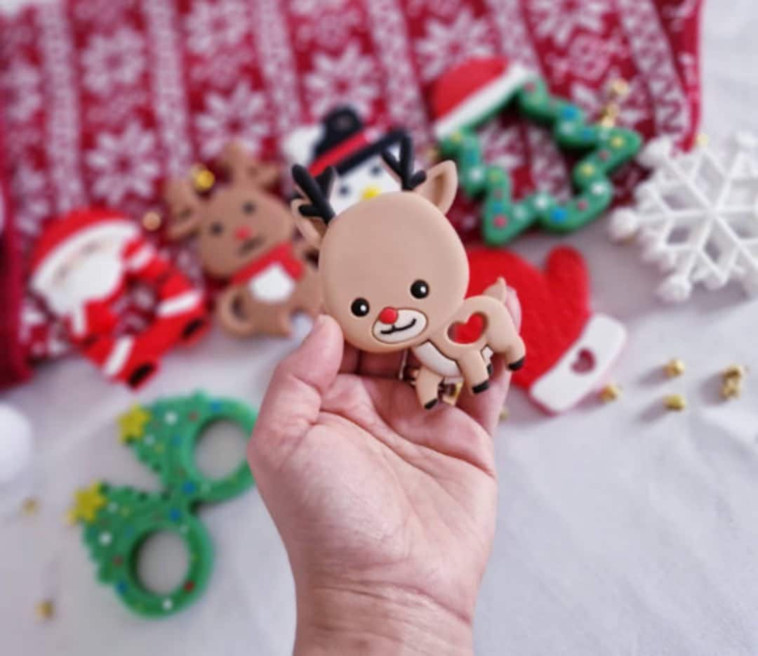 Baby Silicone Teething Santa Claus Reindeer Gingerbread Snowman Gift ...