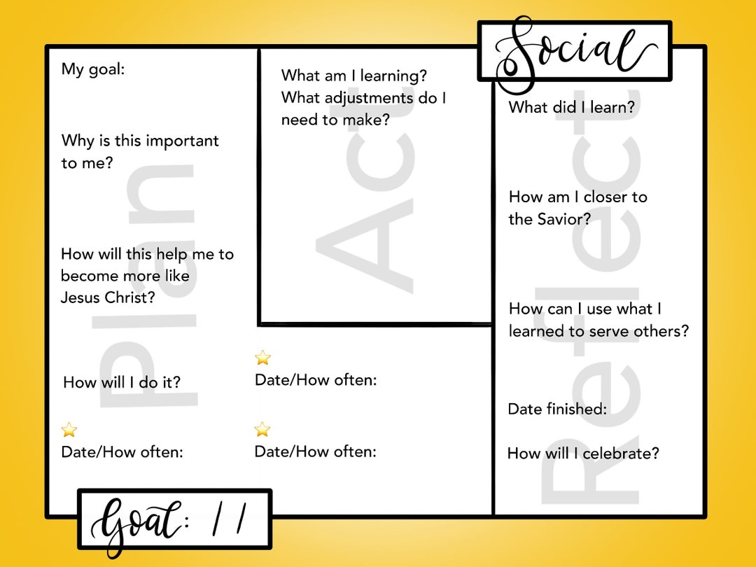 LDS Goal Planning Sheets for NEW Children and Youth Program - Etsy