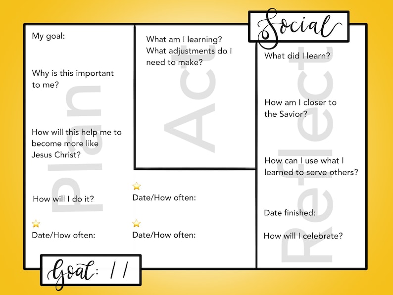 LDS Goal Planning Sheets for NEW Children and Youth Program - Etsy