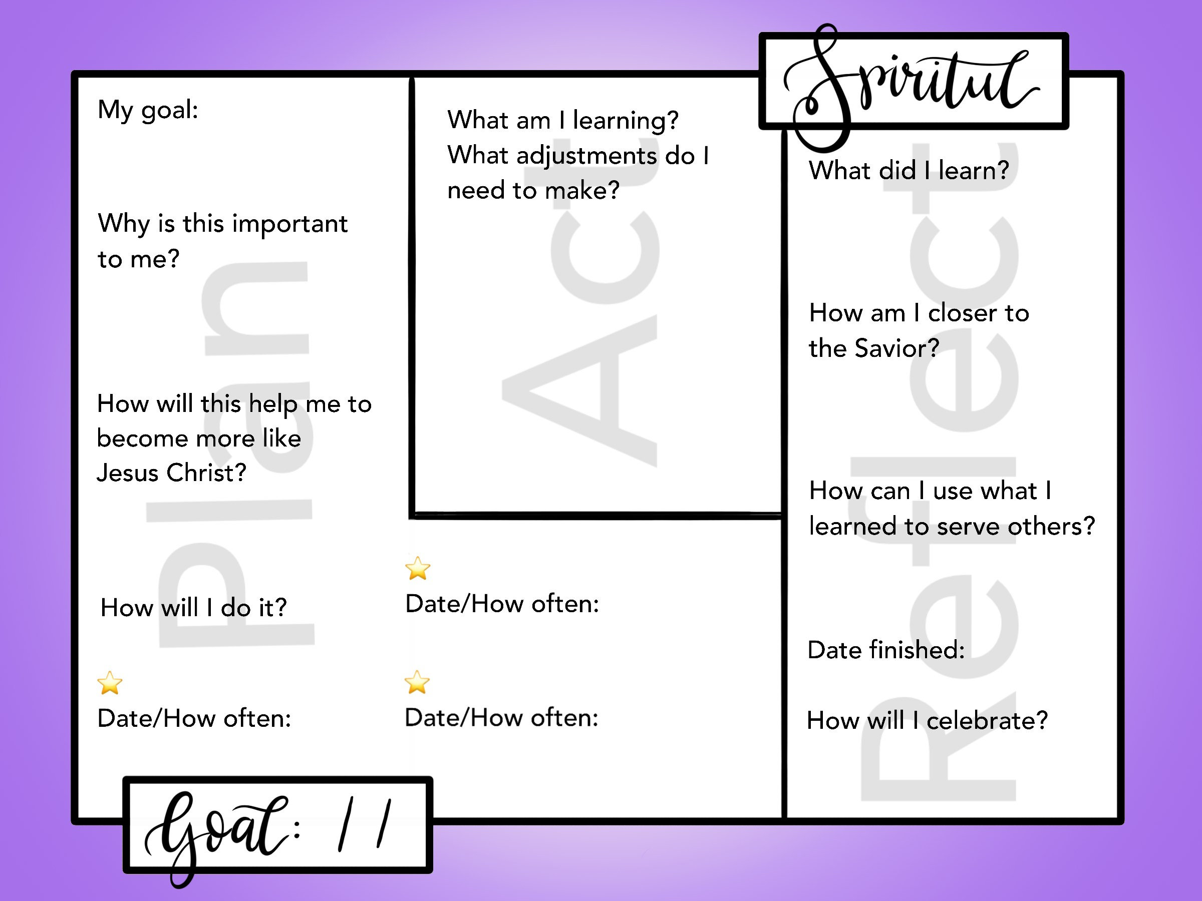 LDS Goal Planning Sheets for NEW Children and Youth Program - Etsy