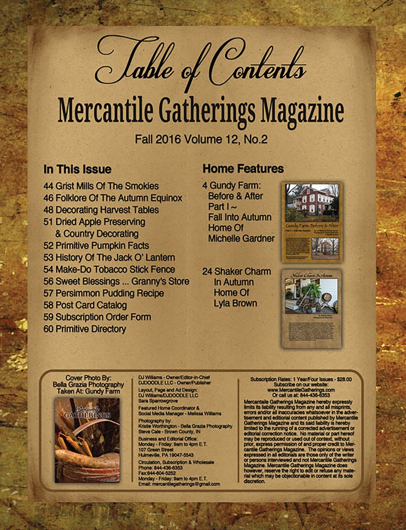 Mercantile Gatherings Magazine: Fall 2016, Country Primitive Decor - Etsy