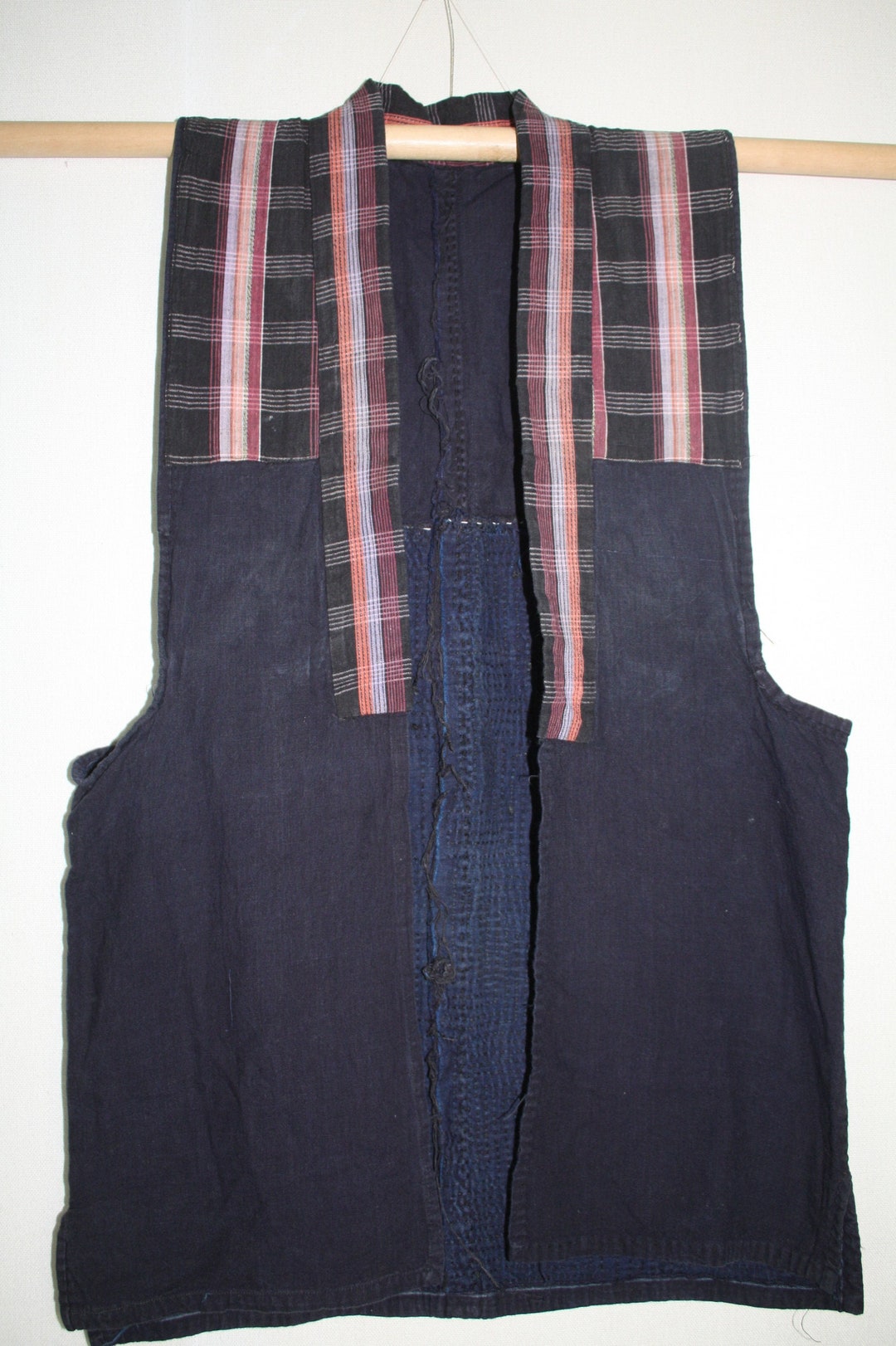 BORO Noragi Vest ,japanese Antique of Indigo Dye Cotton Sashiko Hand ...
