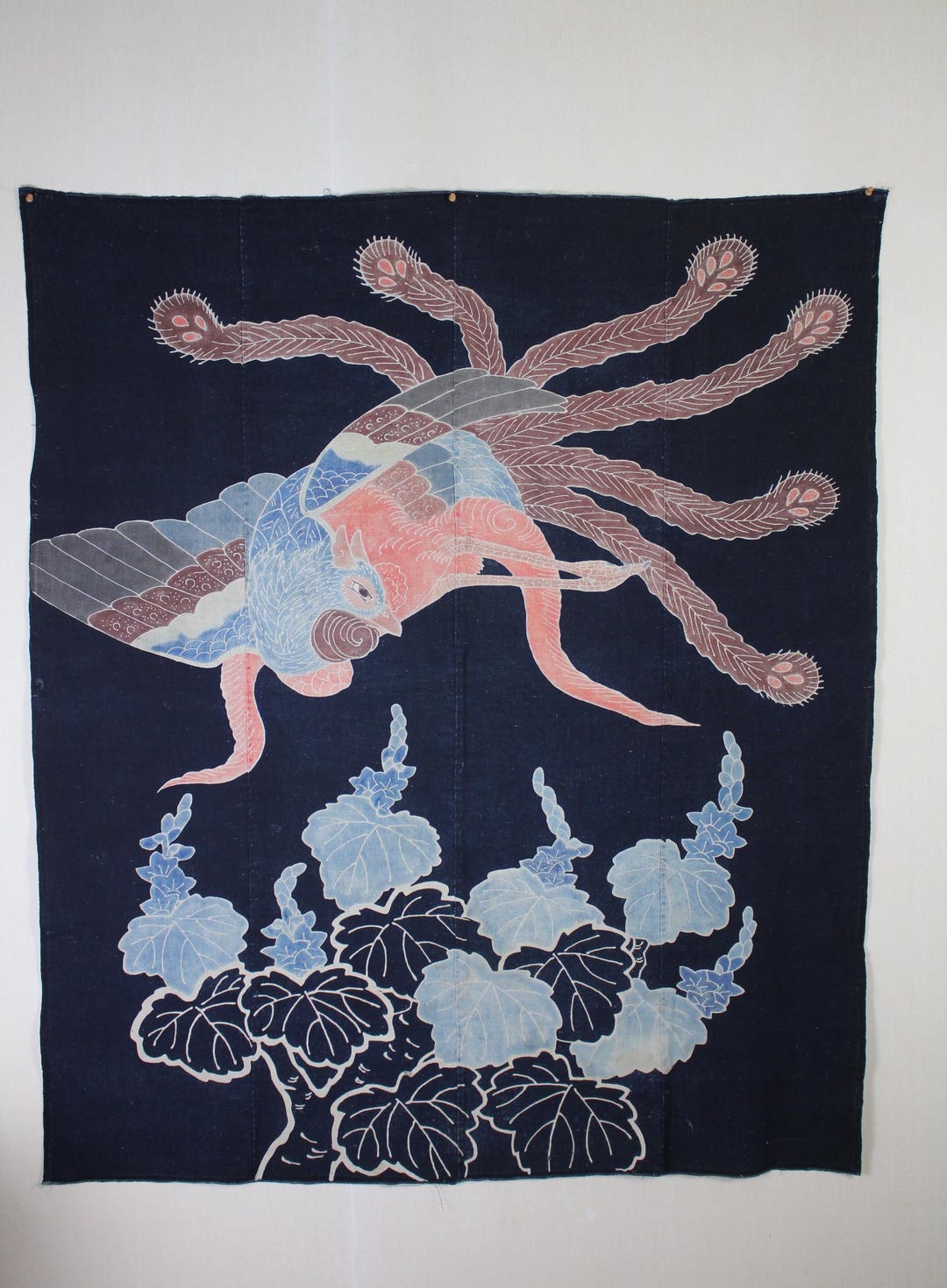 Japanese Antique Tsutsugaki Futon Cover Indigo Dye Cotton Edo Period ...