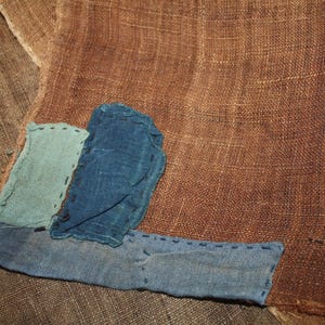 Boro Rag Fabric Patched of Dark Brown Hemp Mosquito Net Textile - Etsy