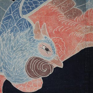 Japanese Antique Tsutsugaki Futon Cover Indigo Dye Cotton Edo Period ...