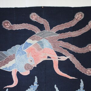 Japanese Antique Tsutsugaki Futon Cover Indigo Dye Cotton Edo Period ...