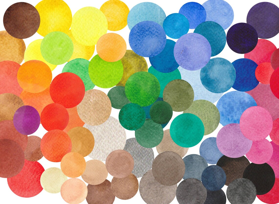 Watercolor Dots, Clip Art Set - Commercial Use, Hand Painted Dots ...