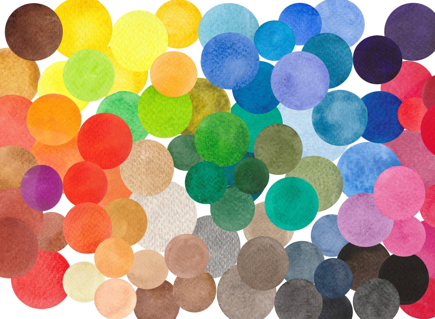 Watercolor Dots, Clip Art Set - Commercial Use, Hand Painted Dots ...