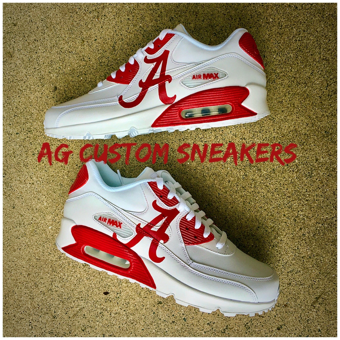 Custom Alabama Crimson Tide Air Max Sneakers White - Etsy