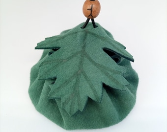 Medium Pine Green Ivy Leaf Leather Medicine Pouch, Celtic Tree Ogham ...