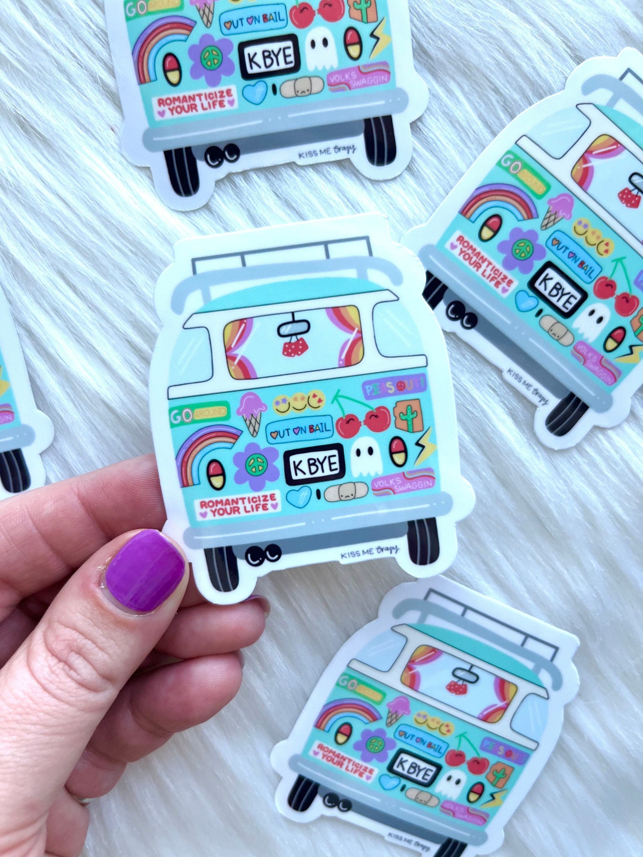 Cute Volkswagen Bus Vinyl Sticker Decal VW Bus Hippie - Etsy