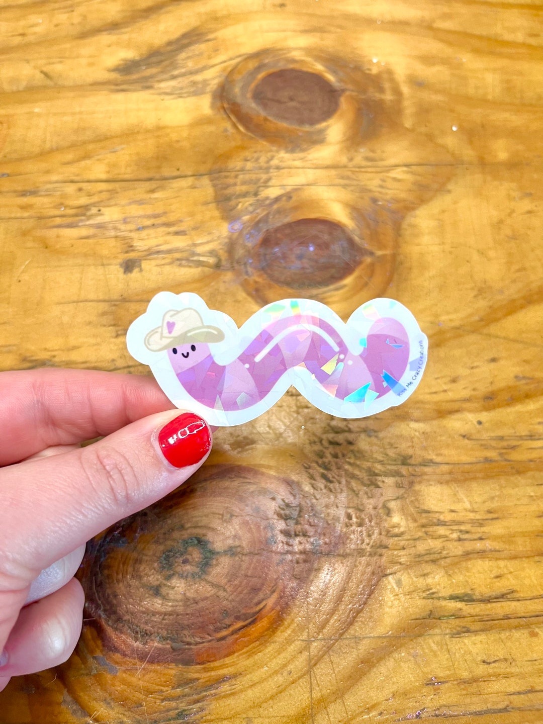 Cowgirl Worm Sticker | Vinyl Decal | Worm Sticker | Holographic Sticker ...