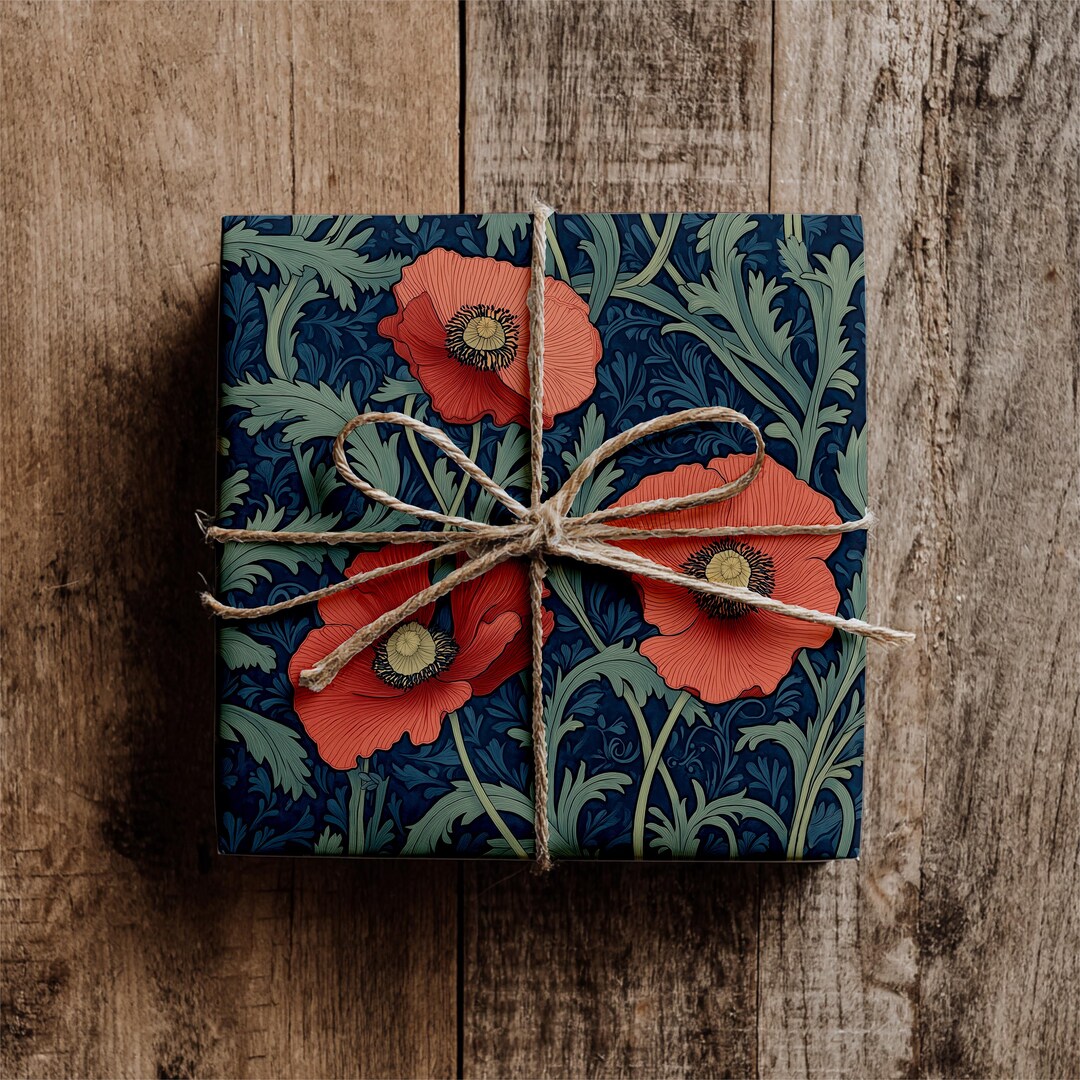Poppy Pride - Luxury Eco Gift Wrap - Arts and Crafts Style Wrapping ...