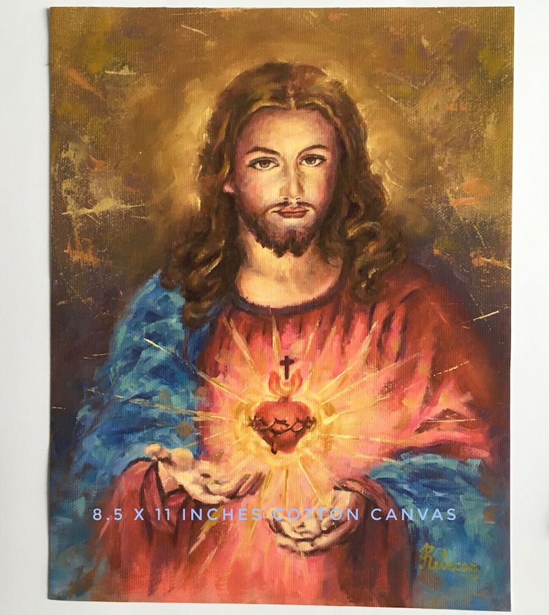 PRINT of Sacred Heart of Jesus Christ Oil Painting 5x7 and 8.5x11 ...