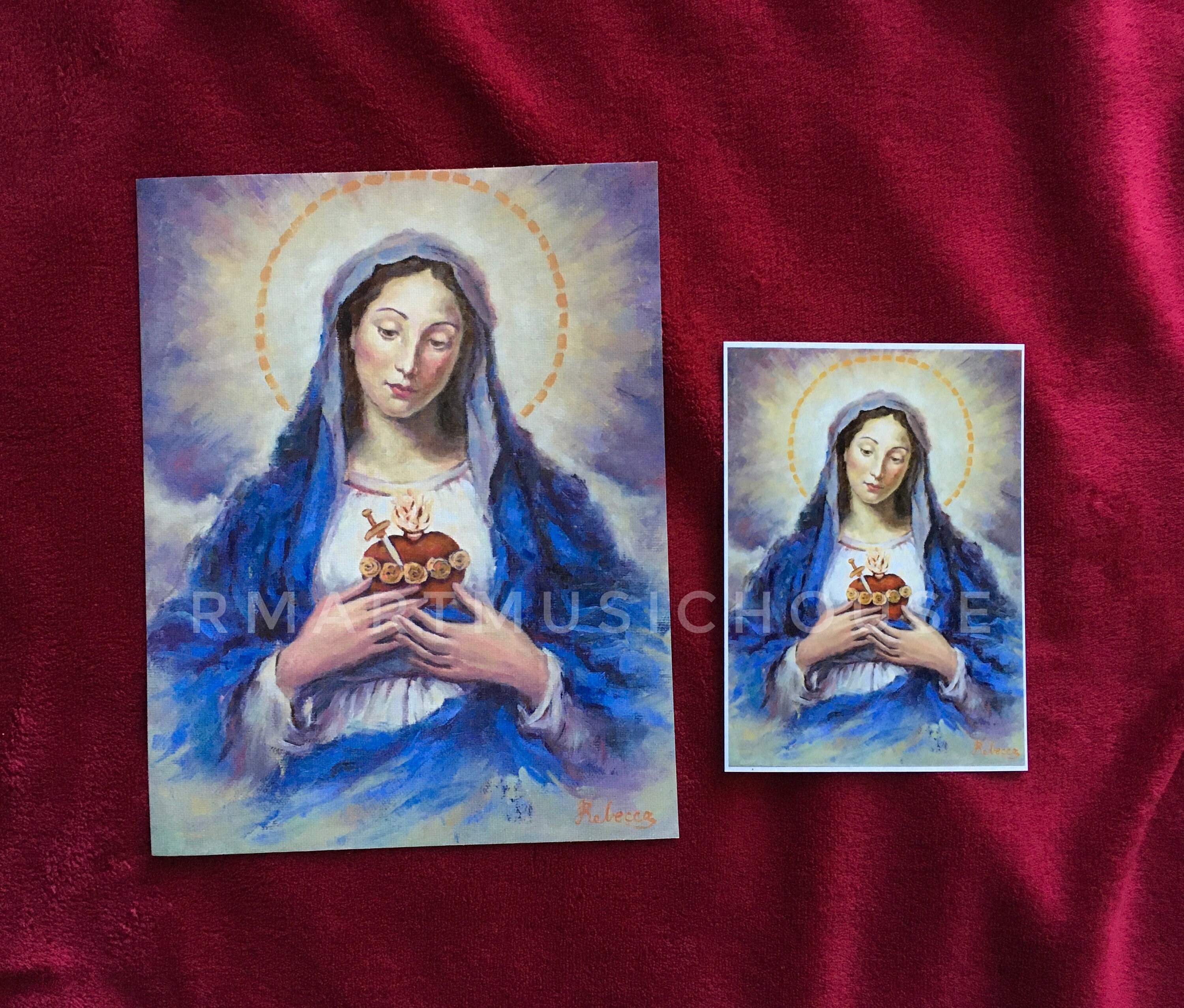 Oil Painting PRINT of Immaculate Heart of Mary With Sword Free - Etsy