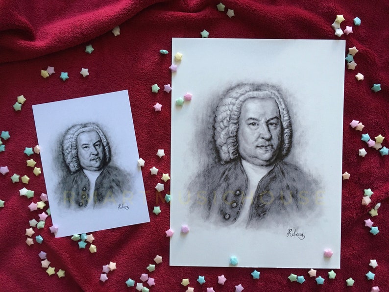 PRINT of J S Bach Pencil Drawing Free Shipping German Composer Musician ...