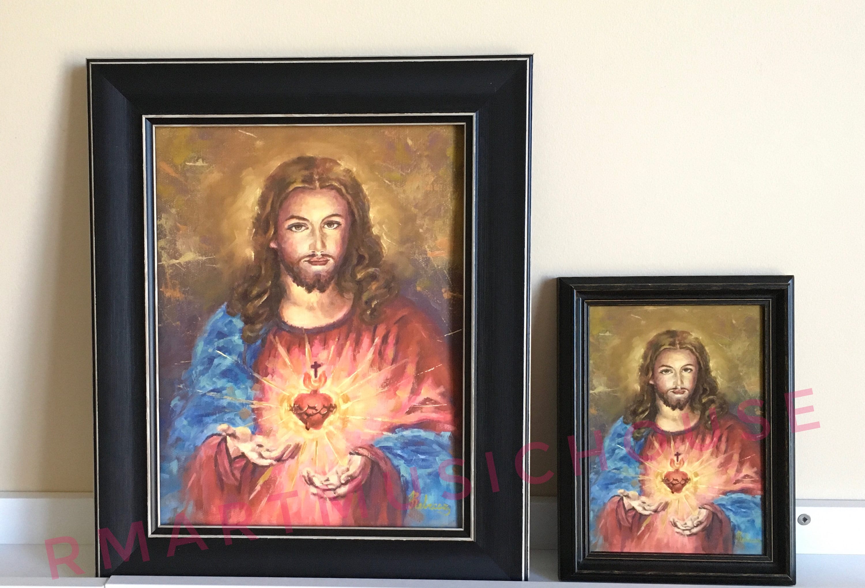 PRINT of Sacred Heart of Jesus Christ Oil Painting 5x7 and 8.5x11 ...